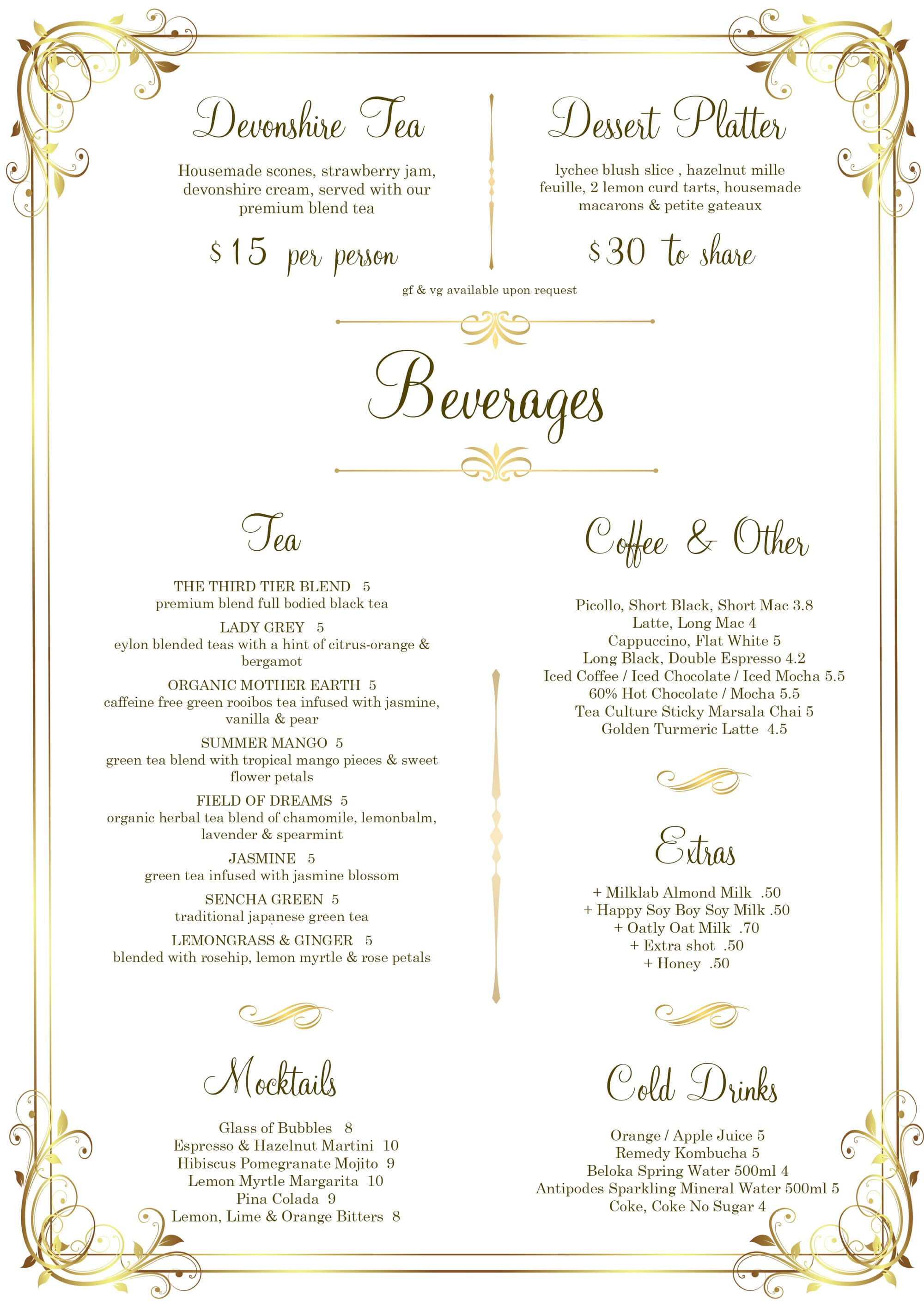 Menu - The Third Tier Tea Room